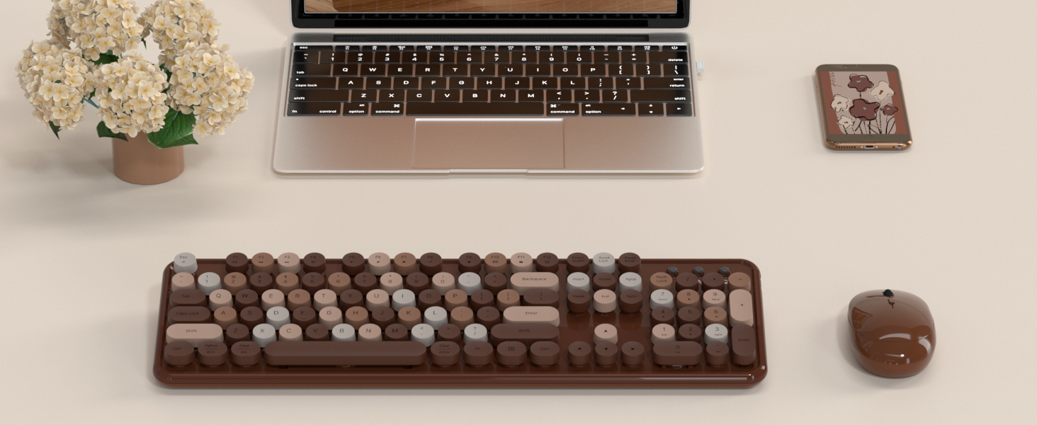 Links9 Wireless Keyboard And Mouse Full Size Retro