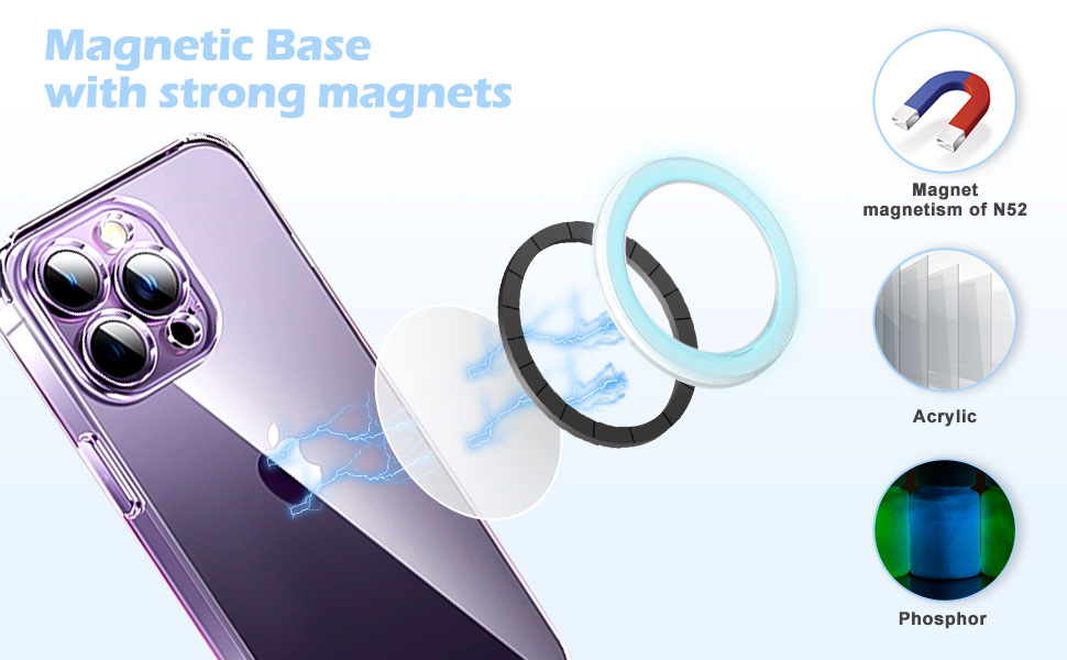 Amazon.com: GCQOO Luminous Magnetic Base for PopSocket Removable Cell Phone Holder, Clear Stand ...