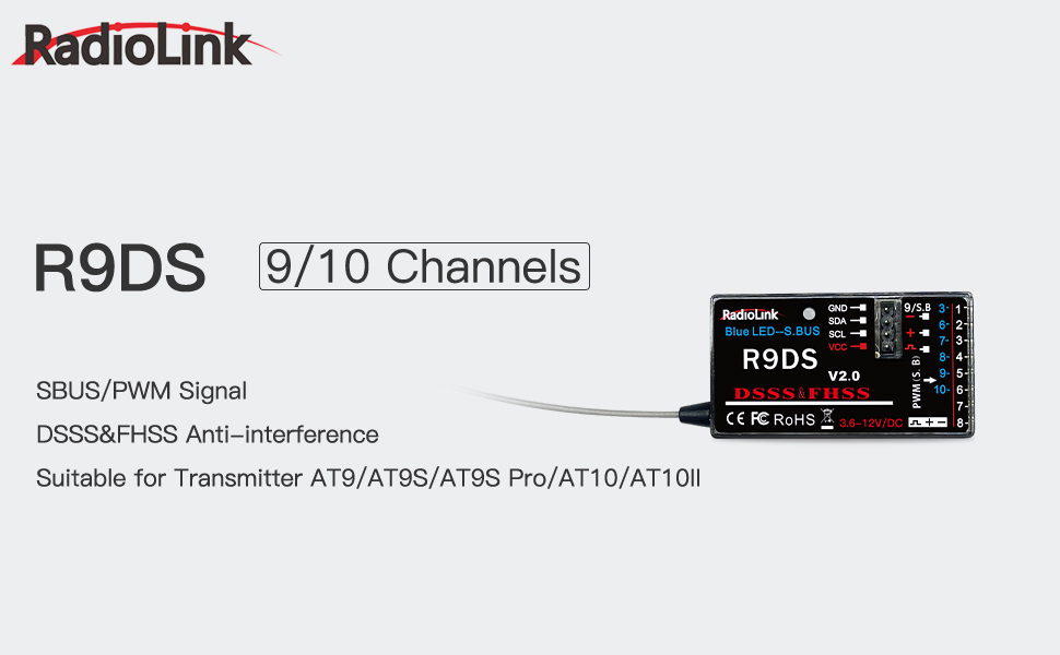 Amazon.com: Radiolink R9DS 10 Channels 2.4GHz RC Receiver SBUS/PWM Long ...