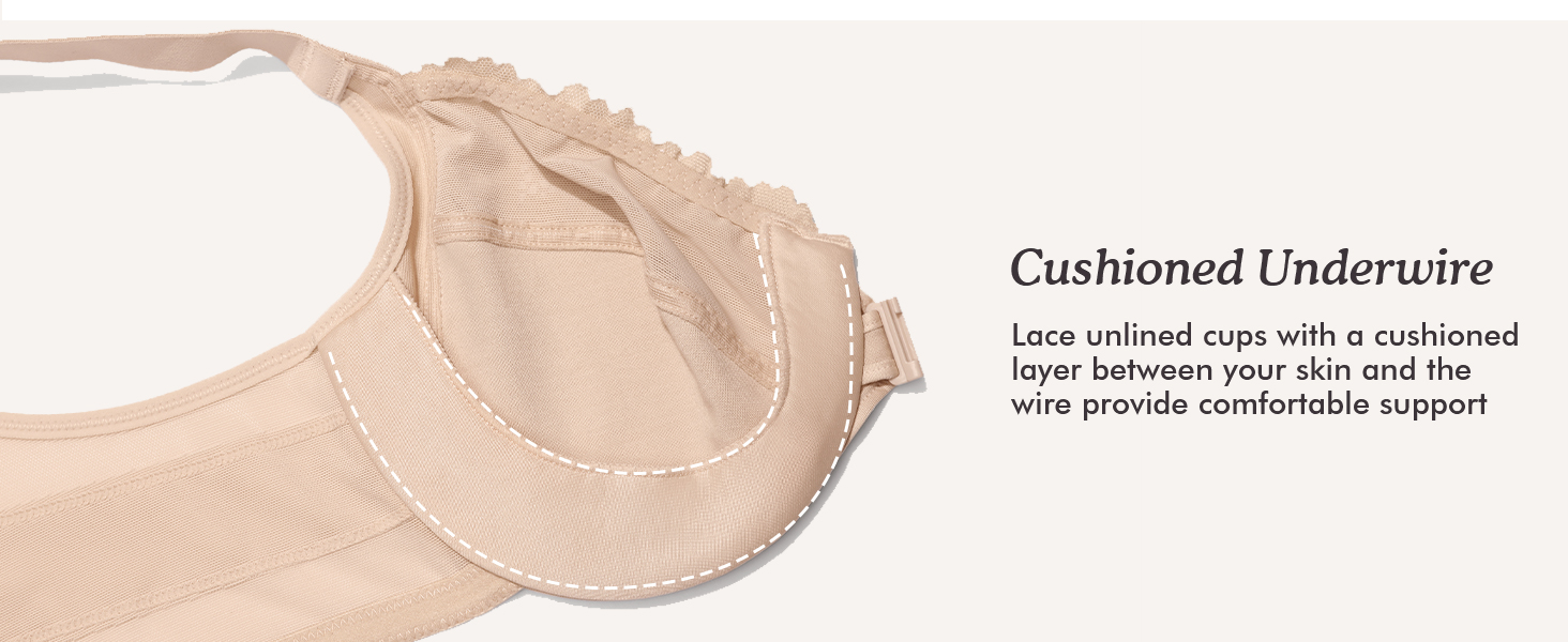 DELIMIRA Women's Front Closure Bras Posture Full Coverage Plus Size Lace Underwire Unlined Bra ...