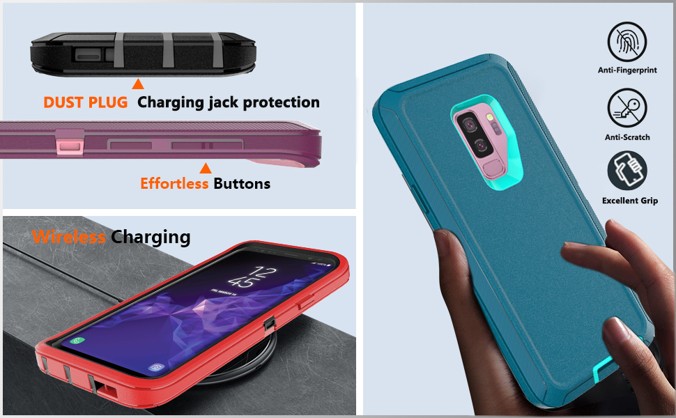 Amazon.com: HONG-AMY Galaxy S9 Plus Case with Self Healing TPU Screen Protector [2 Pack], 3 in 1 ...