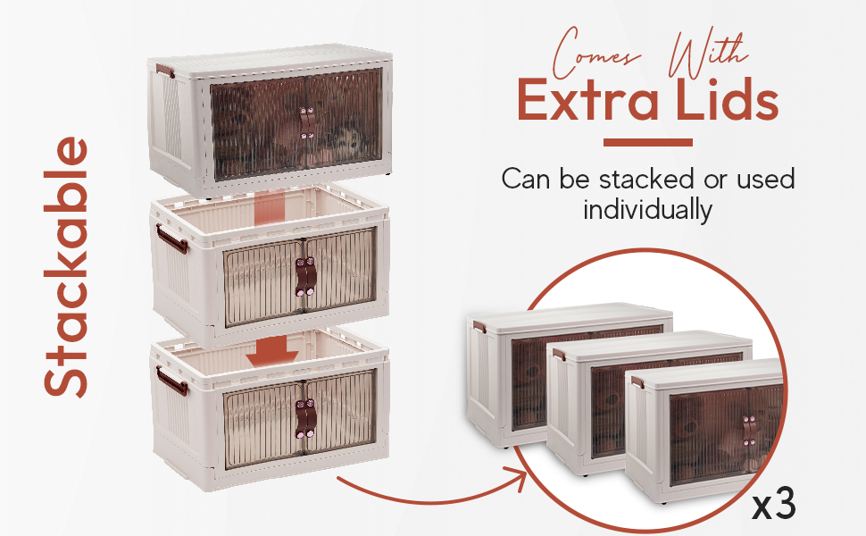 Amazon.com - PROKTIK 30 QT 3 Tier Folding Storage Bins with Doors ...