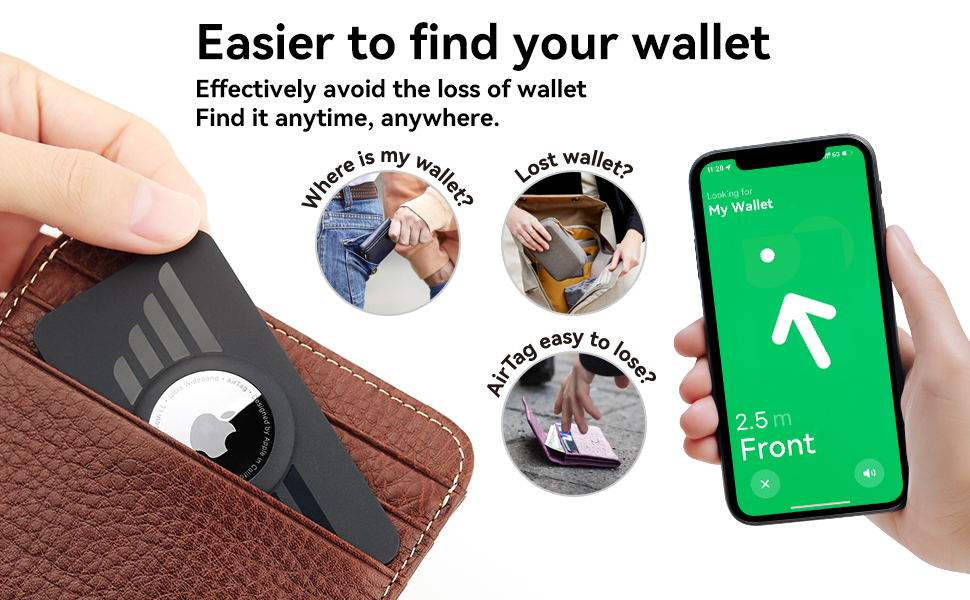 citymore Airtag Wallet Holder 2 Pack Slim Card Insert, Ultra Thin Airtag Card Case for Apple ...