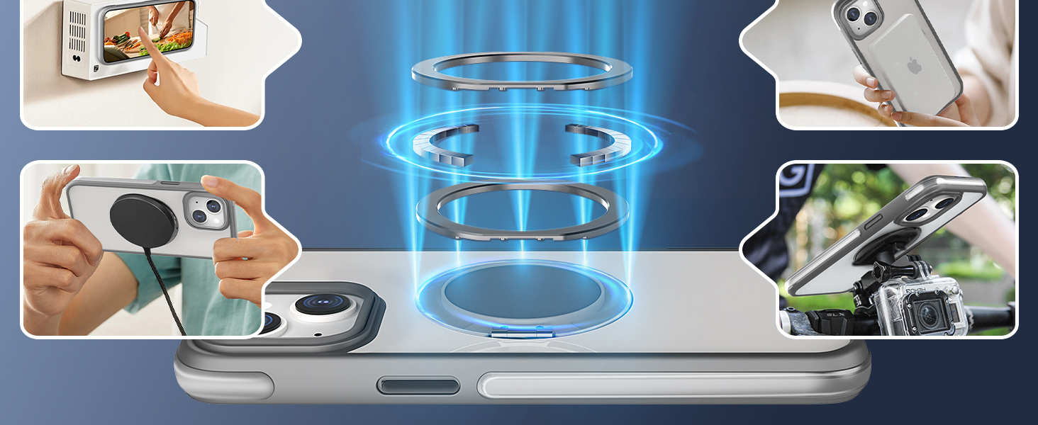 Amazon.com: LAUDTEC Air-Filled Bumper Case for iPhone 15 with Stand, 360° Rotatable Magnetic ...