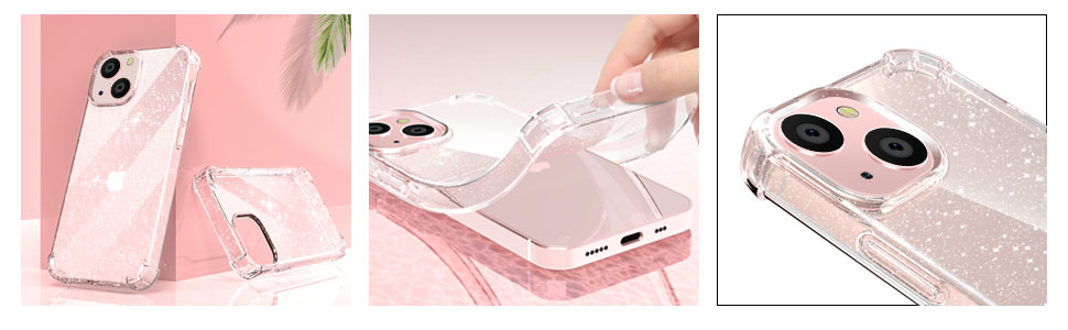 Amazon.com: KSWOUS Sparkly Glitter Clear Case for iPhone 13 Mini 5.4 Inch with Screen Protector ...