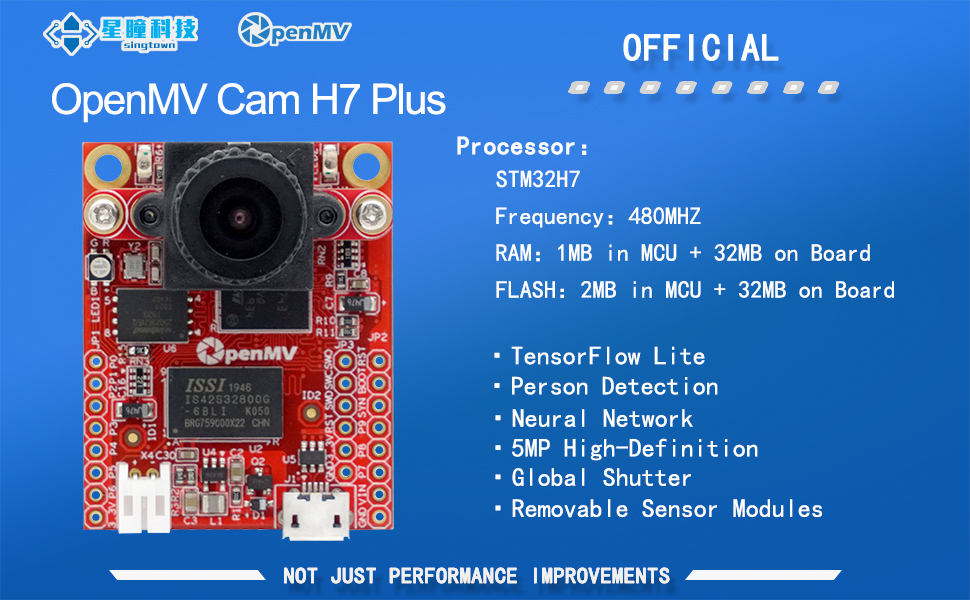 OpenMV CAM H7 Plus Genuine, SingTown, 5MP High Definition Image ...