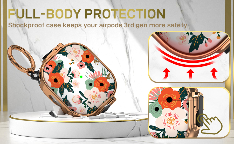 Amazon.com: Maxjoy for AirPod 3rd Generation Case with Lock, Flower AirPod 3 Case Hard ...