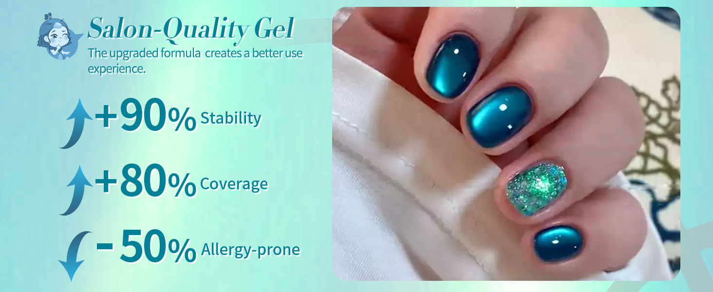 Amazon.com: Born Pretty Cat Magnetic Gel Nail Polish, Sea Blue Crystal Cat, Holographic Magnetic ...