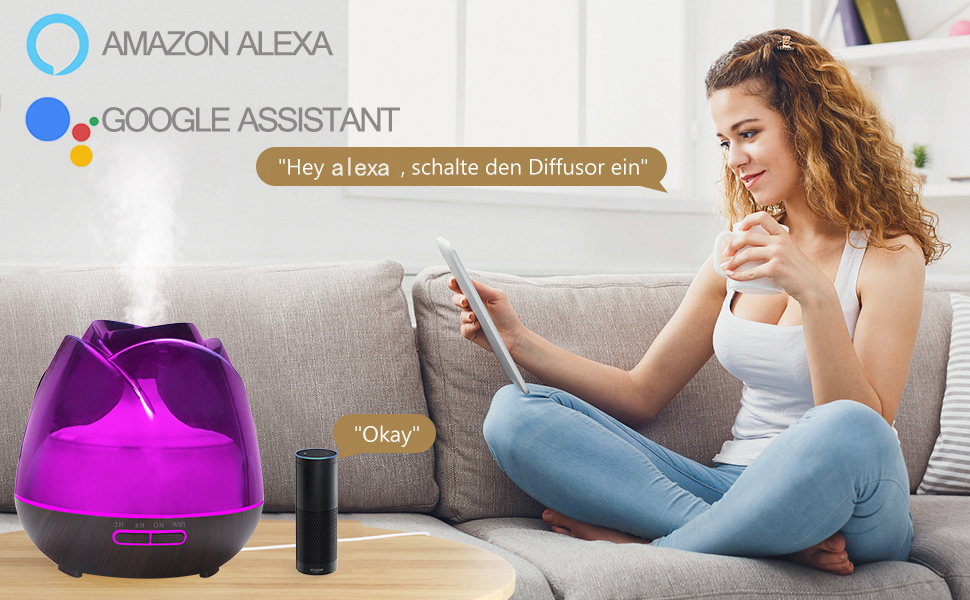 Smart Essential Oil Diffuser Compatible with App and Alexa Control ...