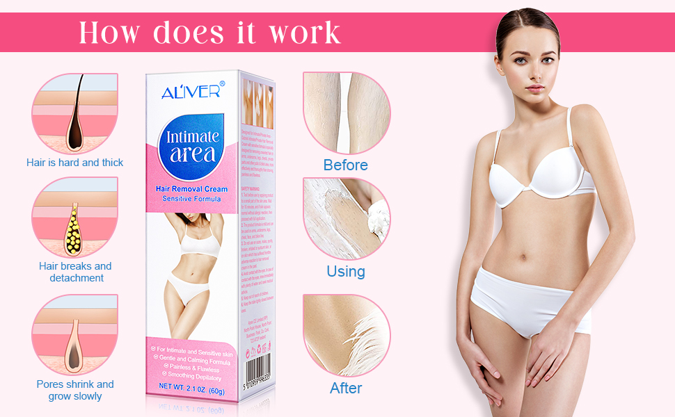 Hair Removal Cream, Intimate/Private Hair Remover, Extra Gentle Depilatory Cream for Sensitive ...