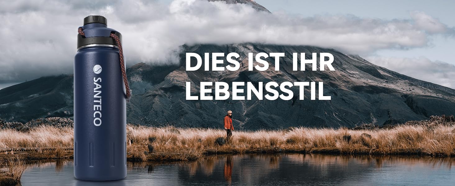 SANTECO Bottiglia Termica 500ml/710ml, Borraccia Acciaio Inox Senza Perdite, Bottiglia d'Acqua ...