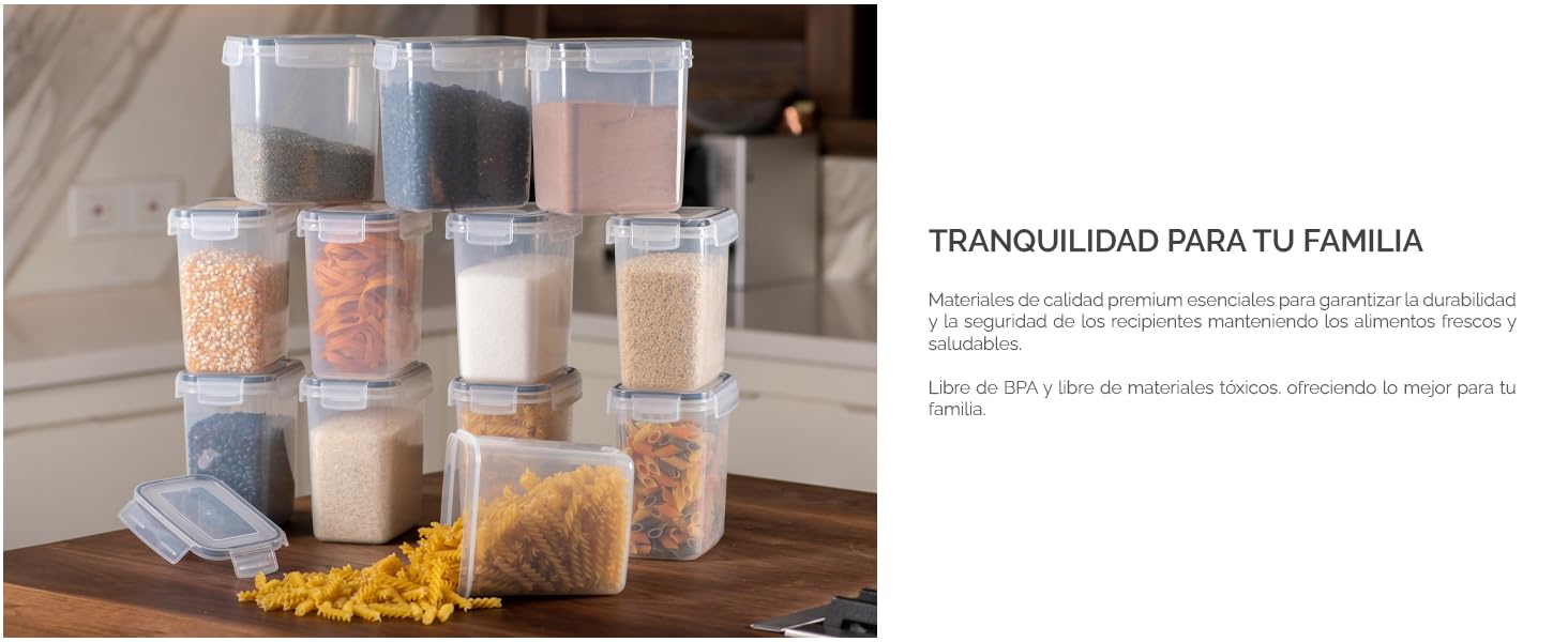 Zanetti - Juego de 14 Recipientes Hérmeticos de Plástico Premium para ...