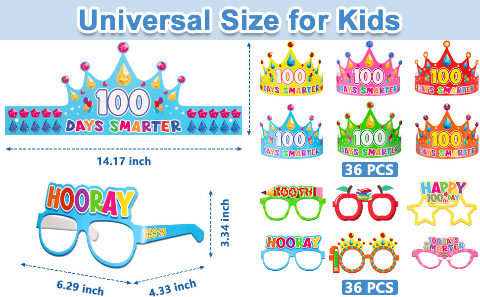 Amazon.com: 72pcs 100th Day of School Supplies, 36 Pack 100th Day ...
