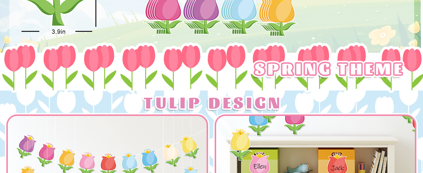 Amazon.com: Whaline 45Pcs Spring Tulip Floral Cutouts Colorful Flower ...