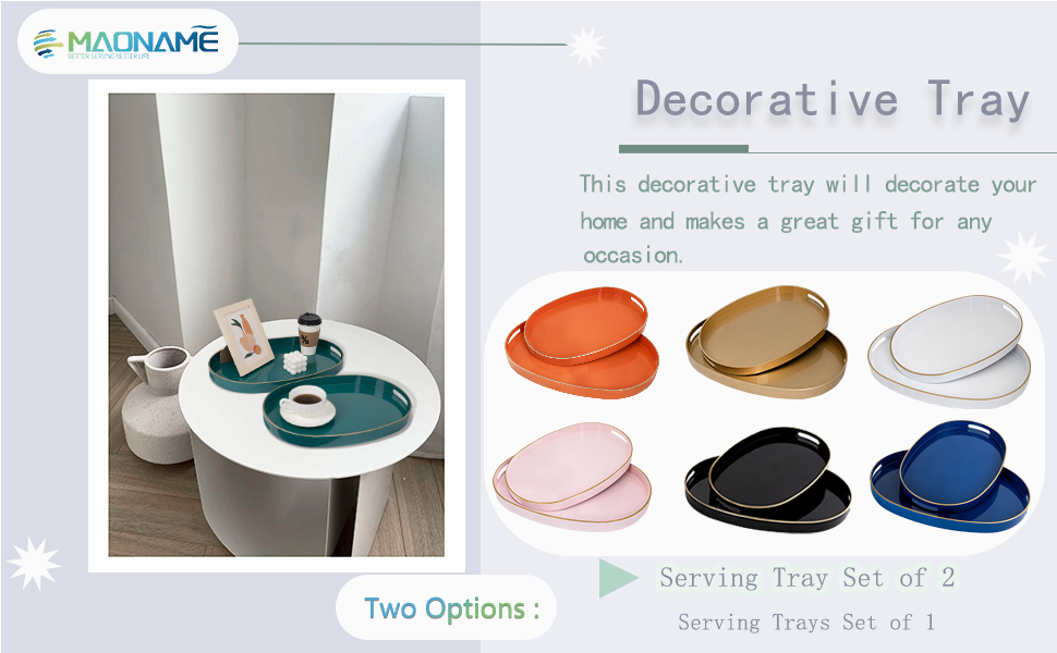 Amazon.com: MAONAME Green Serving Trays with Handles, Oval Decorative ...