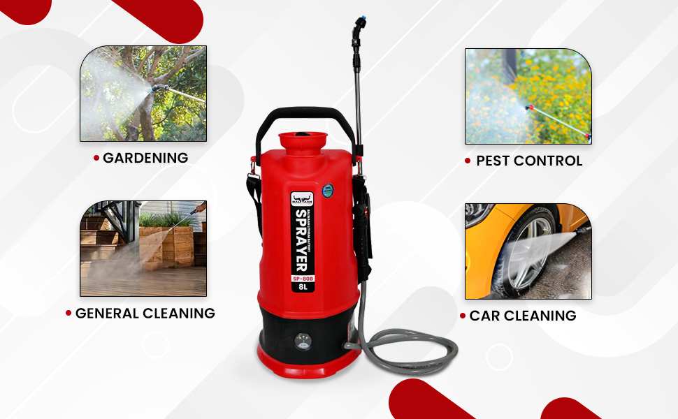 BALWAAN Krishi SP-80B LI-ION Battery Sprayer, 12 Volts x 2.6 Ampere Battery Garden Spray Pump, 8 ...