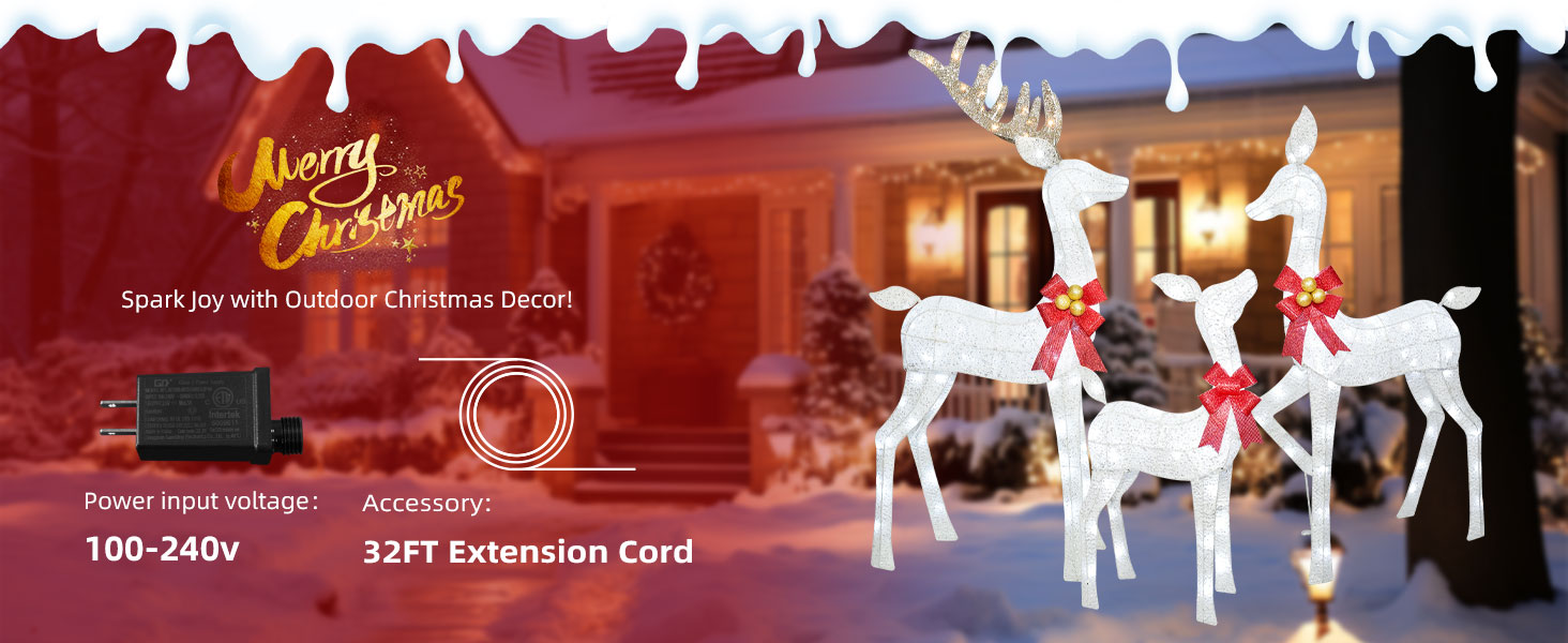 Lighted Christmas Decoration Deer 3 Piece, HOYECHI Light up Christmas Decor Reindeer Family Set ...