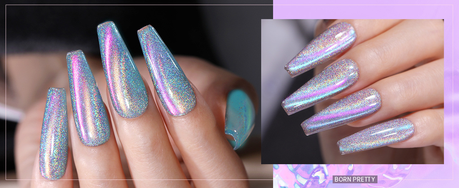 Amazon.com: Born Pretty Magnetic Gel Nail Polish Holographic Glass Cat Magnetic Eye Gel Polish ...