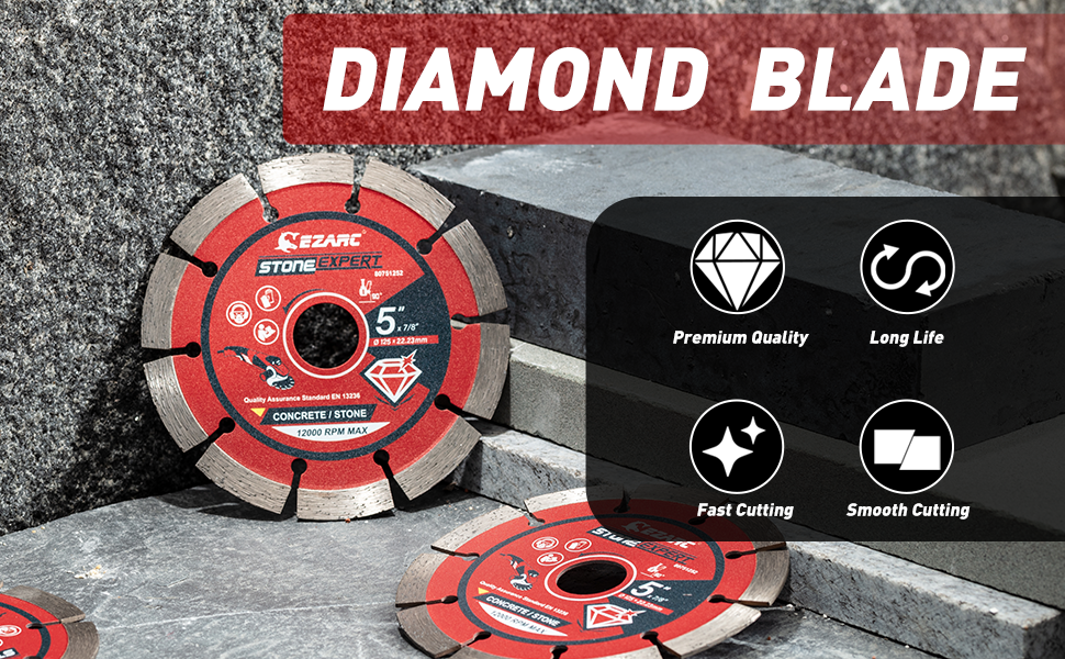 EZARC 5 inch Diamond Blade, Segmented Diamond Saw Blades for Angle Grinder, 5" Stone Blade for ...