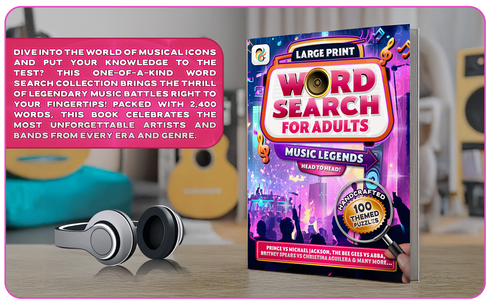 Word Search: 100 Word find Games Puzzle Book for Adults about Music ...