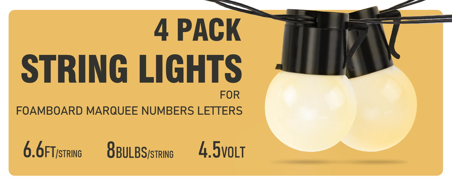 Amazon.com: Outdoor String Lights for Marquee Letters Numbers - 4 Pack ...