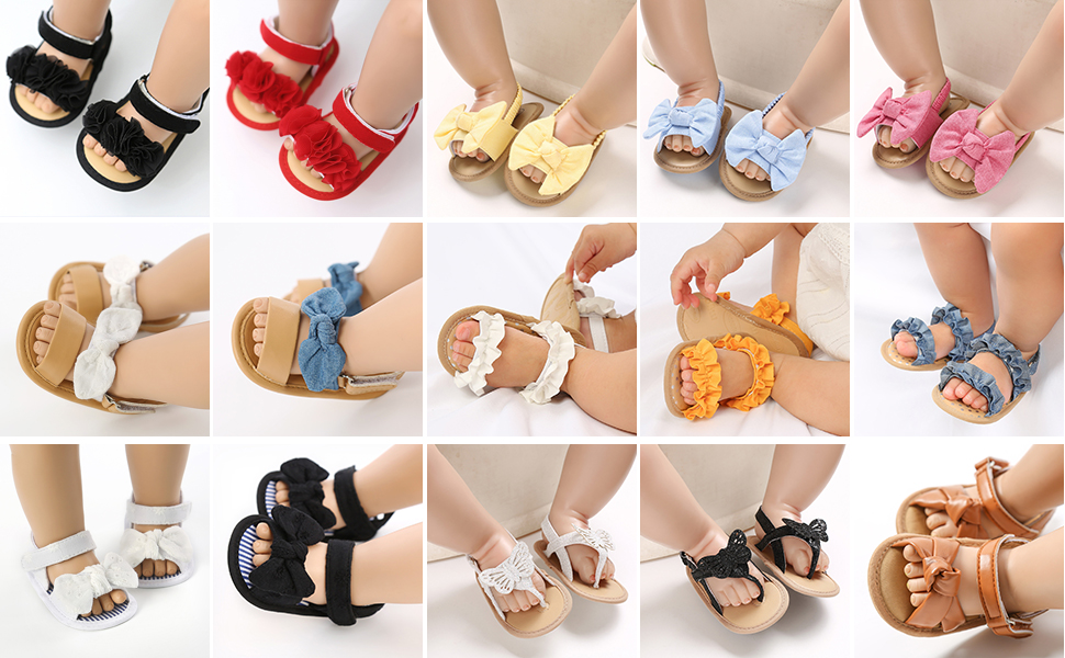 Amazon.com | COSANKIM Infant Baby Girls Summer Sandals with Flower Soft Sole Newborn Toddler ...