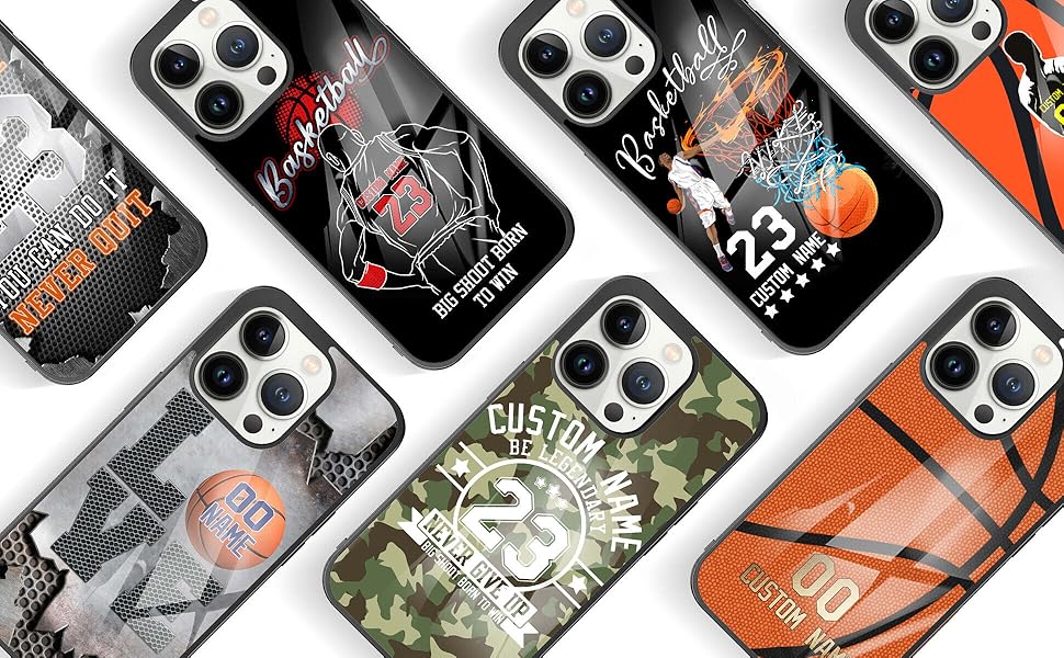 Amazon.com: Customized Name Basketball Phone Cases for iPhone 11 12 13 14 15 16 Pro Max Plus ...