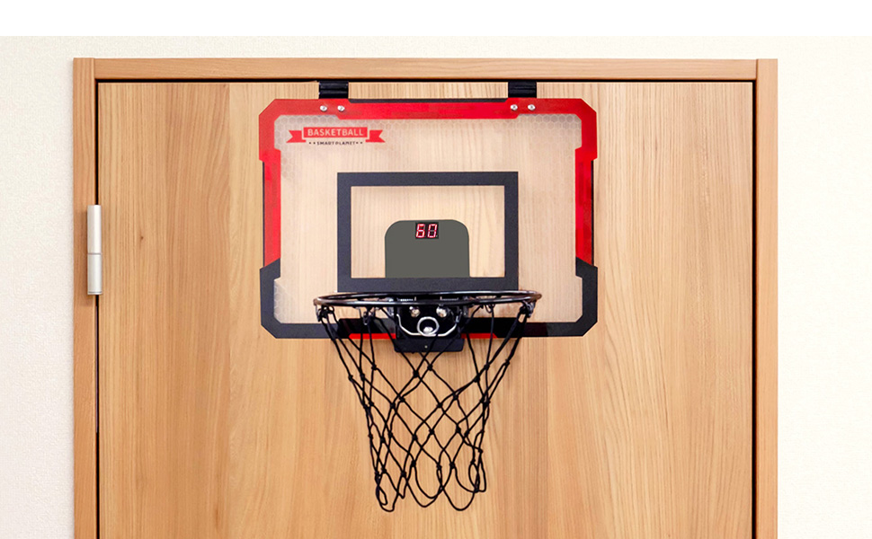 Amazon.co.jp: RiZKiZ バスケットゴール 壁掛け ドア掛け ミニサイズ ドアに引っ掛けるだけの簡単設置 室内 効果音 ゲームモード搭載 シュート練習 対戦 直径14cm 空気 ...