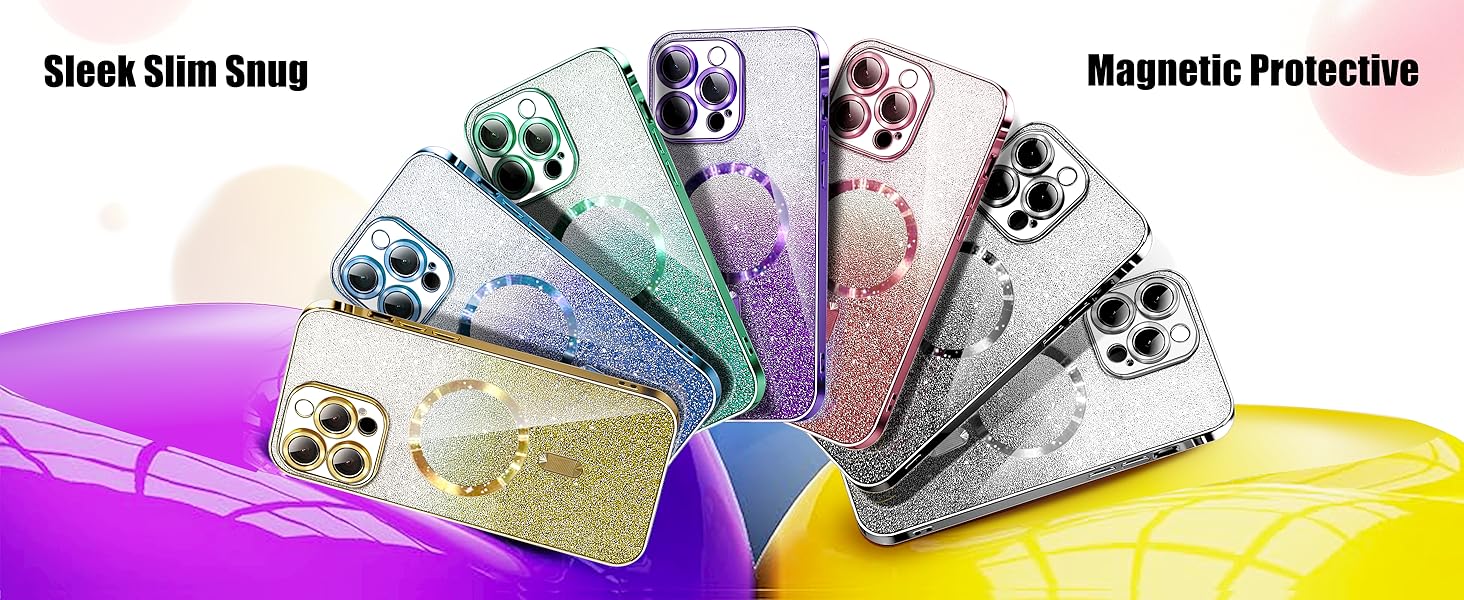 Amazon.com: Misscase for iPhone 14 Pro Max Magnetic Glitter Case Compatible with MagSafe,Camera ...