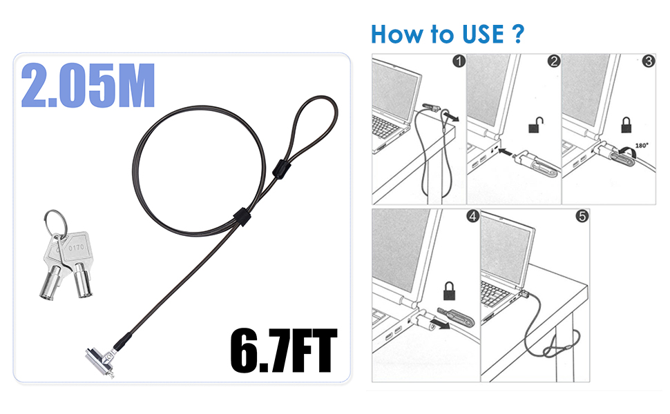 Amazon.com: I3C Laptop Cable Lock Hardware Security Cable Lock Anti ...