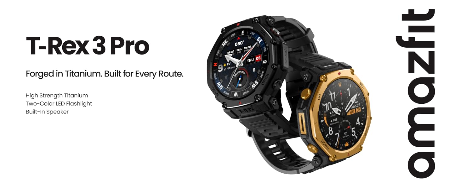 Amazon.com: Amazfit T-Rex 3 Pro Outdoor Smart Watch 48mm Sapphire AMOLED Display, Ti Bezel, Dual ...