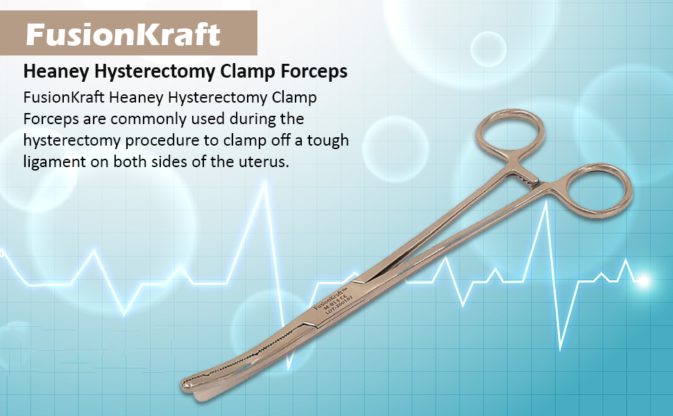 FusionKraft Heaney Hysterectomy Clamp Forceps, Double Tooth, Curved Jaws, 8.5" (Pack of 2 ...
