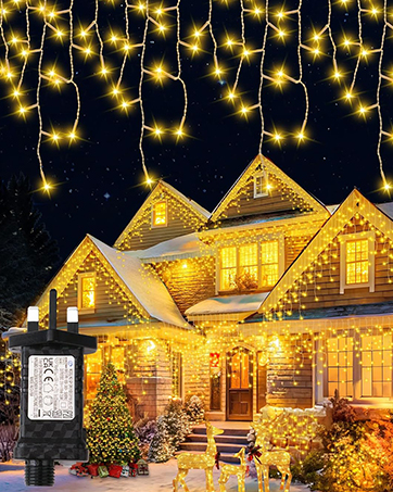 Possily Icicle Outdoor Christmas Lights, 200 LED 6.4+5M Icicle Lights ...