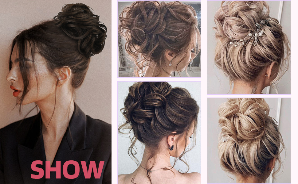 Amazon.com : HOOJIH Messy Bun Hair Piece, 2PCS Tousled Updo Hair ...