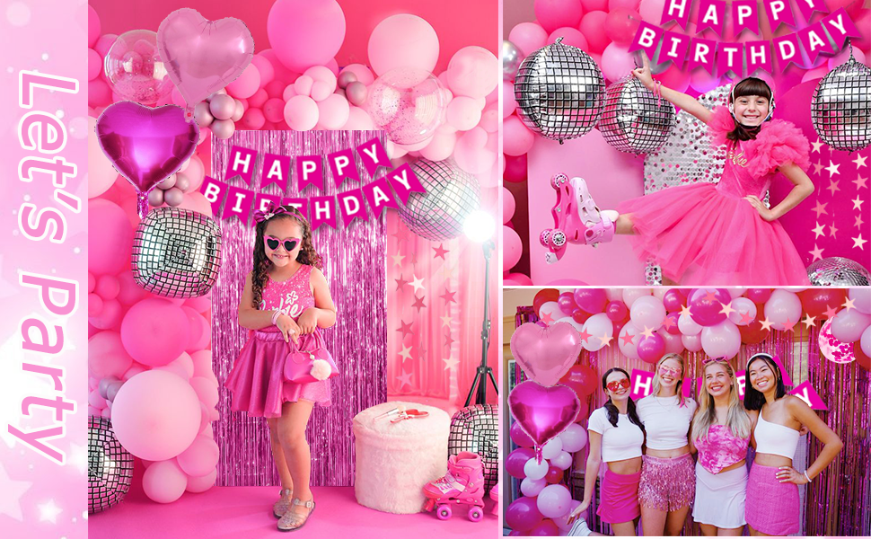 Amazon.com: Pink Birthday Party Decorations for Women Girls with Happy Birthday Banner Paper ...
