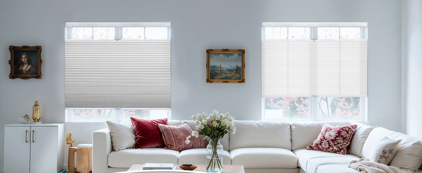 Amazon.com: UrMoon No Drill Top Down Bottom Up Cellular Shades for ...