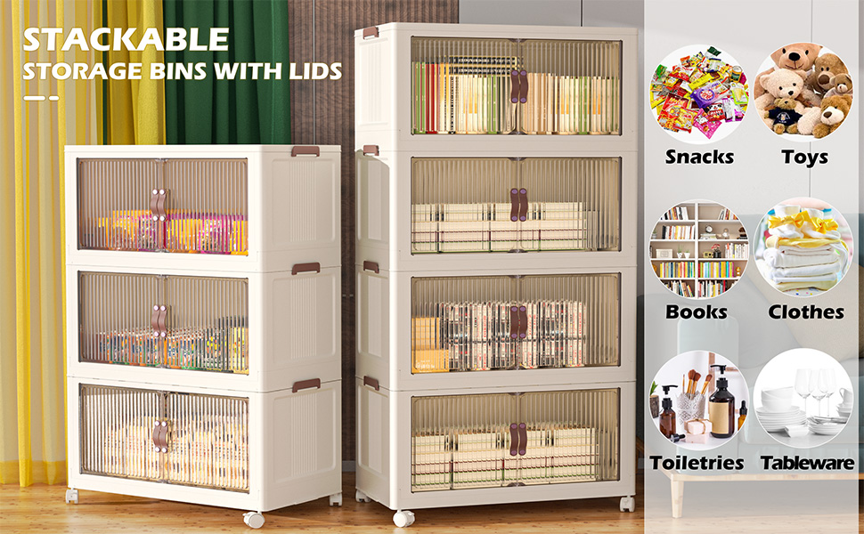 Amazon.com - YFXCVSL 102Qt Folding Storage Bins with Lids, Closet ...