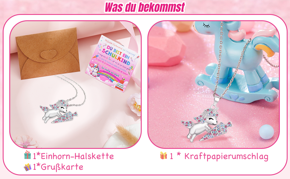 Rorchio Einschulung Mädchen Geschenk, Einhorn Halskette Schultüte Füllung Einhorn Schulanfang ...