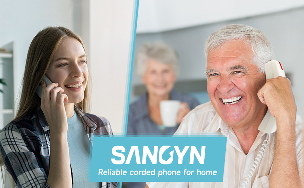 Sangyn Corded House Phones Landline, Wall Mountable Landline Telephones with Big Button and ...