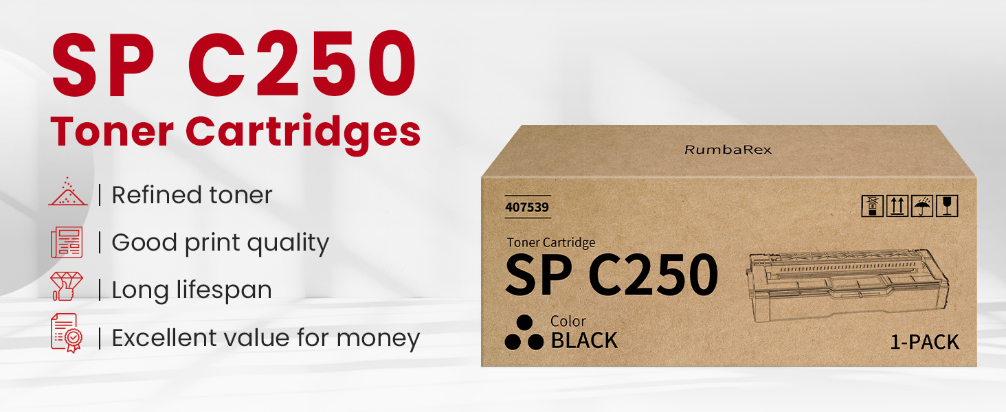 Amazon.com: SP C250 Black Toner Cartridge 407539 Replacement for Ricoh SP C250dn Toner Cartridge ...