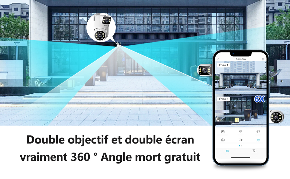 3K 4MP Caméra Surveillance WiFi Extérieure avec Double Objectif,BEENOCAM 2,4/5Ghz 360° PTZ ...