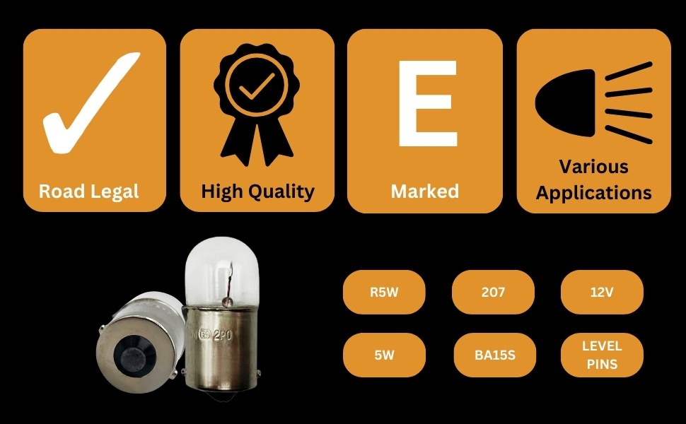 Tek Automotive 207 R5W Bulb 12V 5W Bulb Side Light Tail Brake Number Plate Interior Motorcycle ...