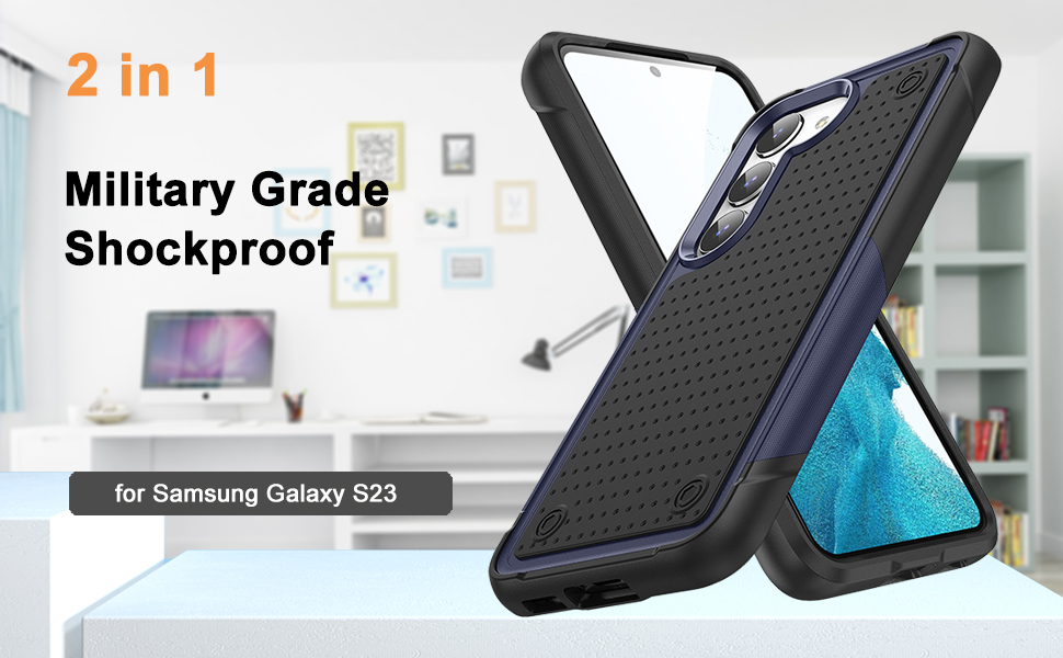 Amazon.com: TORRTOWAY Designed for Samsung Galaxy S23 Case 2 in 1 Gift Militay Grade Drop ...