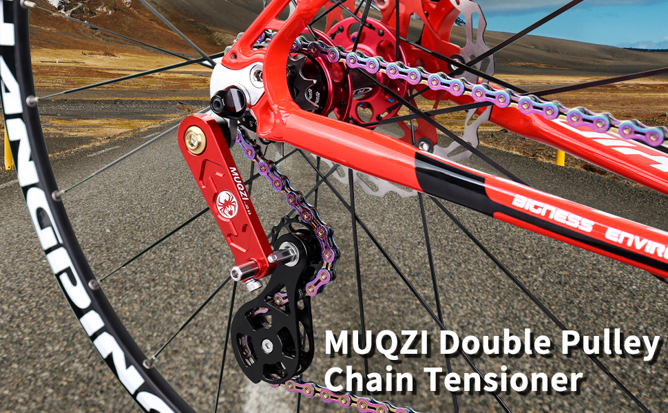 Amazon.com : MUQZI Single Speed Chain Tensioner, Double Pulley Chain Tension Adjustment for MTB ...