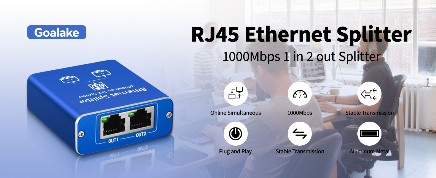 Ethernet Splitter 1 to 2 1000Mbps,High Speed Gigabit Network Switch Network Splitter,Dual RJ45 ...