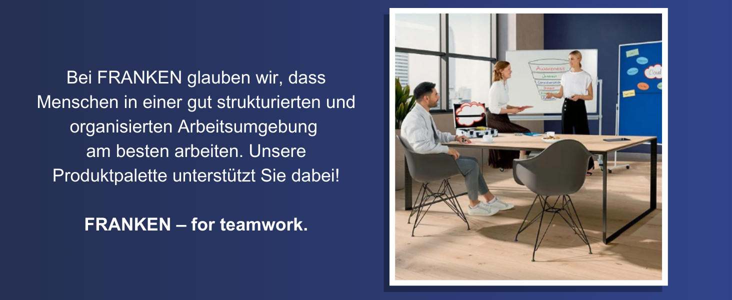 FRANKEN Whiteboard aus Glas, magnetisch und beschreibbar, Design-Schreibtafel ohne Rahmen ...