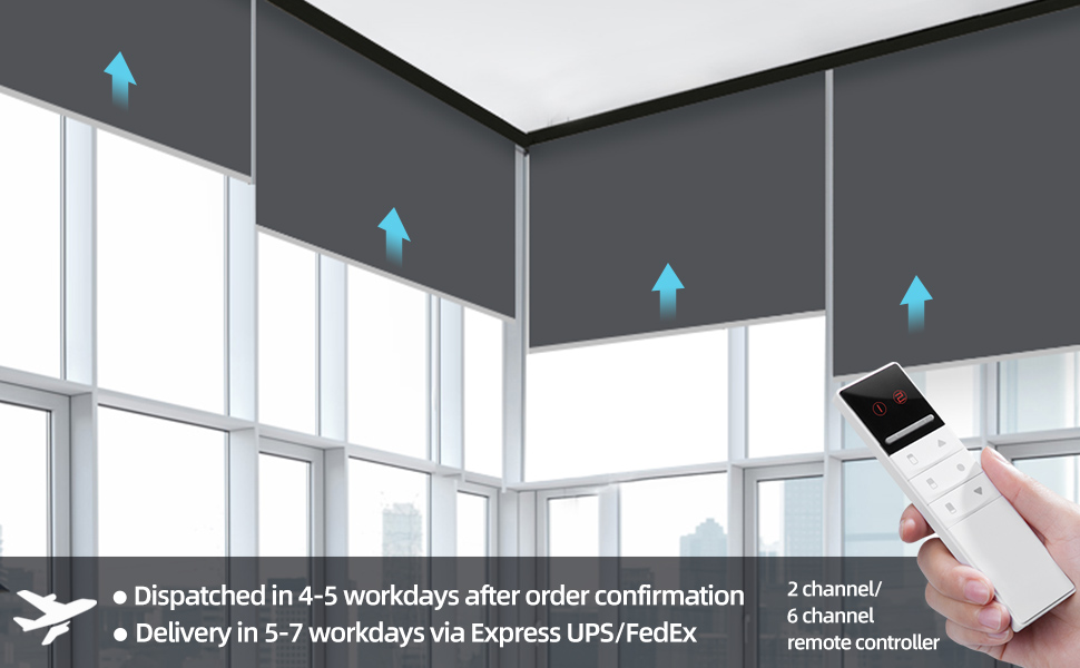 Amazon.com: ZSTARR Motorized Blackout Window Blinds Customize Width(21-92 in) Remote Control ...