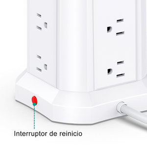 WISAN Regleta Vertical Torre sobretensión de 12 Tomas, con 4 Puertos de Carga USB-A y 1 USB-C ...