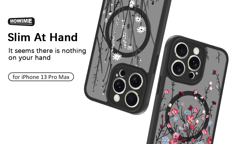 Amazon.com: MOWIME Magnetic Floral for iPhone 13 Pro Max [Compatible with MagSafe] Cute ...