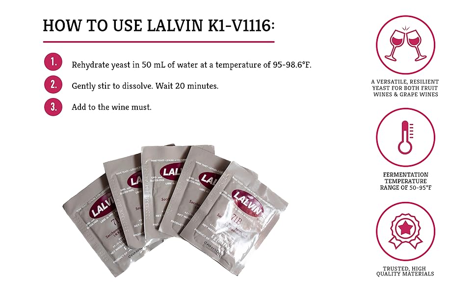 Amazon.com : Craft A Brew - Lalvin K1-V1116 Wine Yeast - Neutral Dry ...